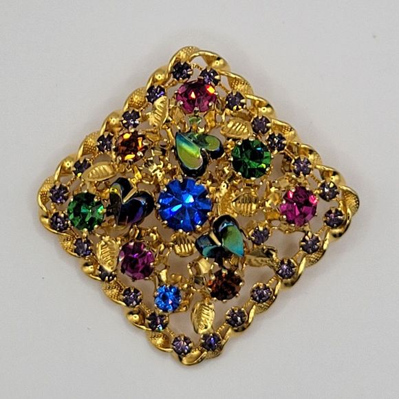 Vintage | Jewelry | Vintage Austrian Multicolor Rhinestone Gold Plated ...